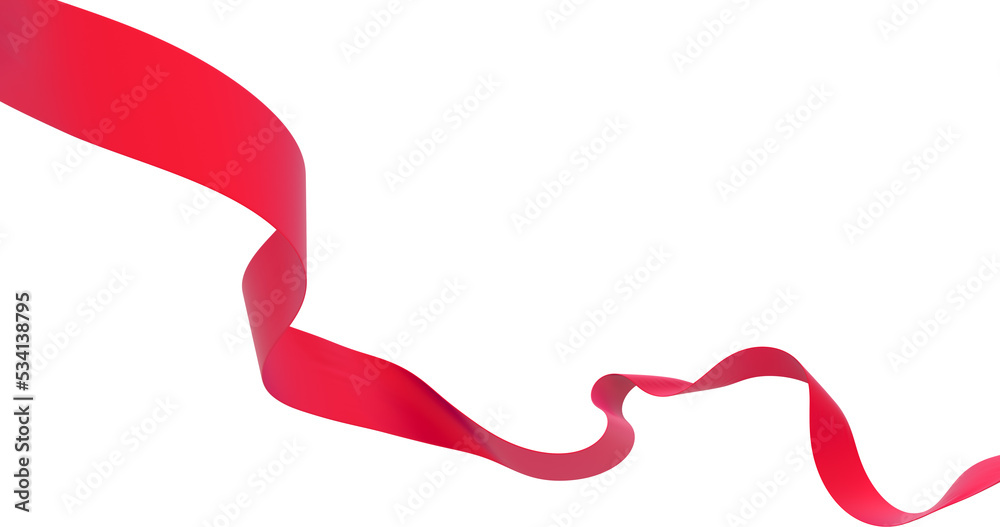 Smooth red ribbon isolated on transparent background. 3d render Stock ...