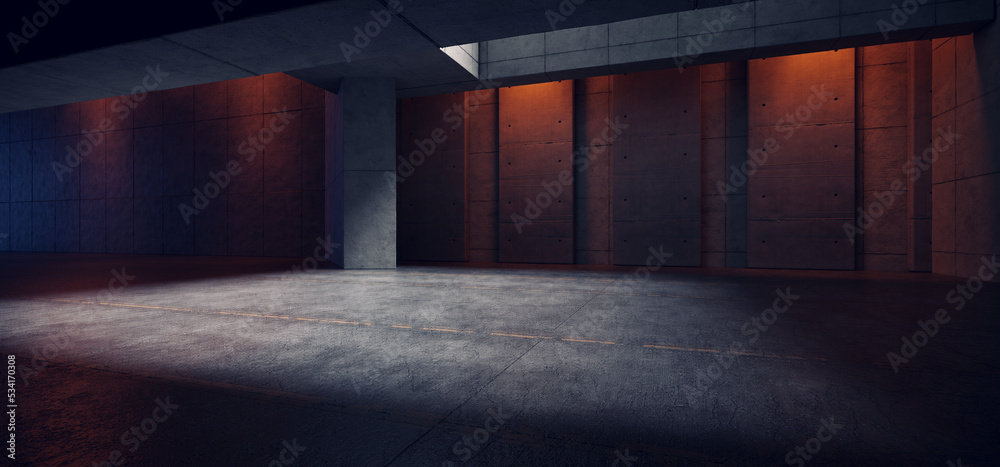 Car Hangar Garage Studio Rough Concrete Cement Asphalt Realistic Tunnel ...