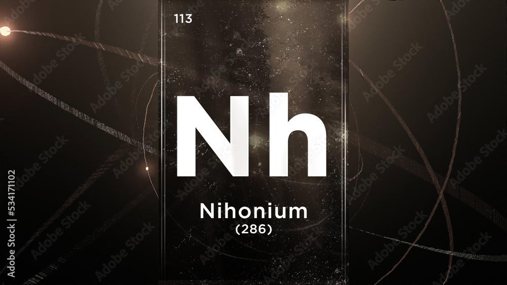 Nihonium (Nh) symbol chemical element of the periodic table, 3D ...