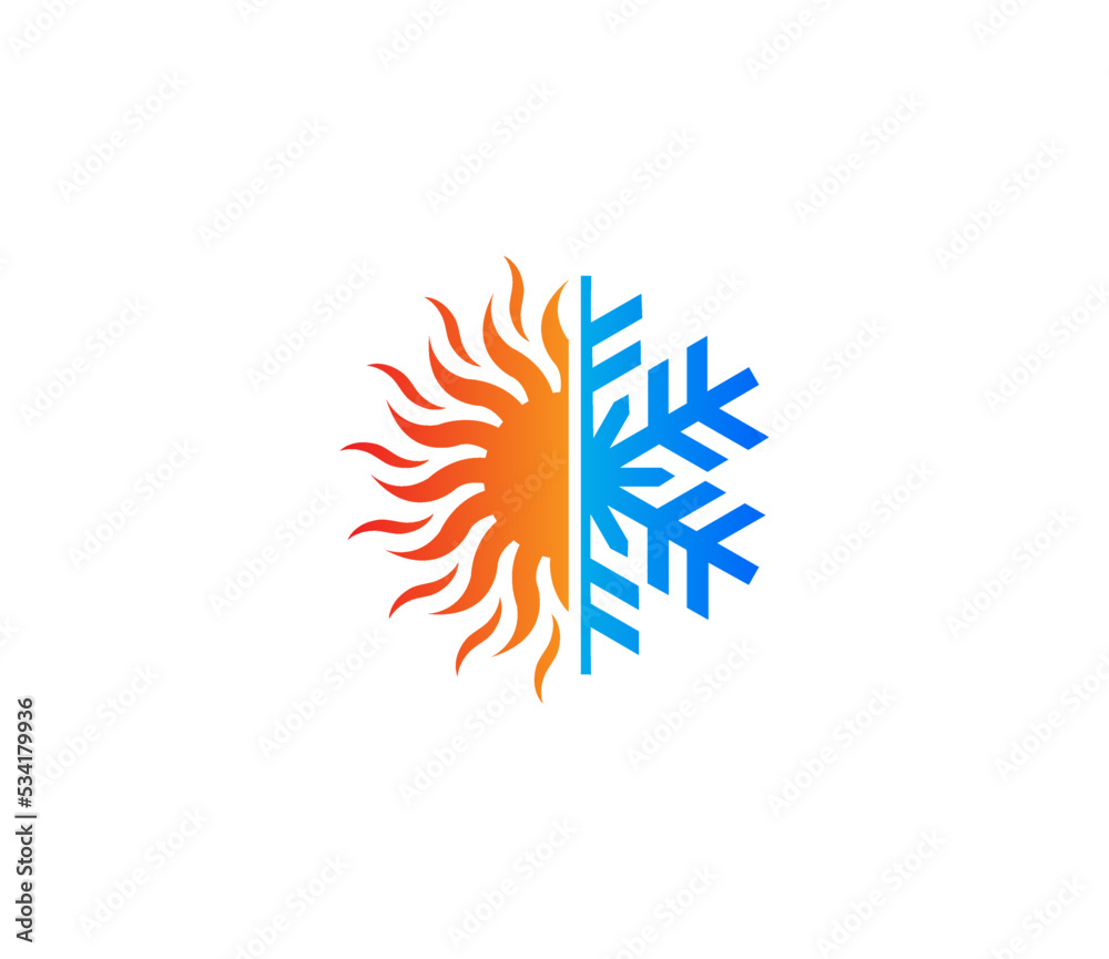 Modern HVAC Logo. Sun and Snowflake Icon Symbolizing Heating and ...