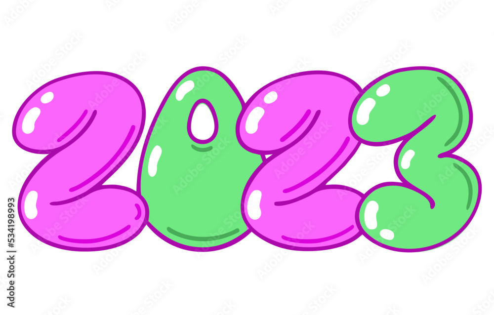 2023, cute number of the and Happy 2023 concept. Logo for card ...