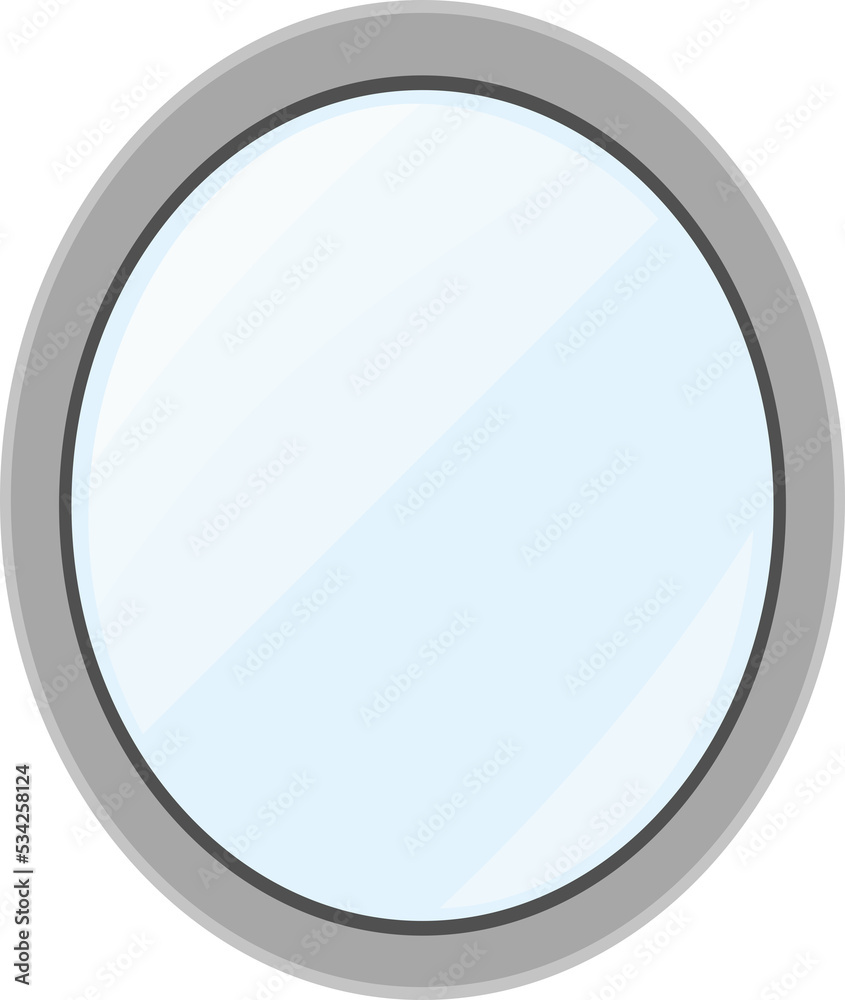 Cartoon illustration object oval mirror Stock Illustration | Adobe Stock