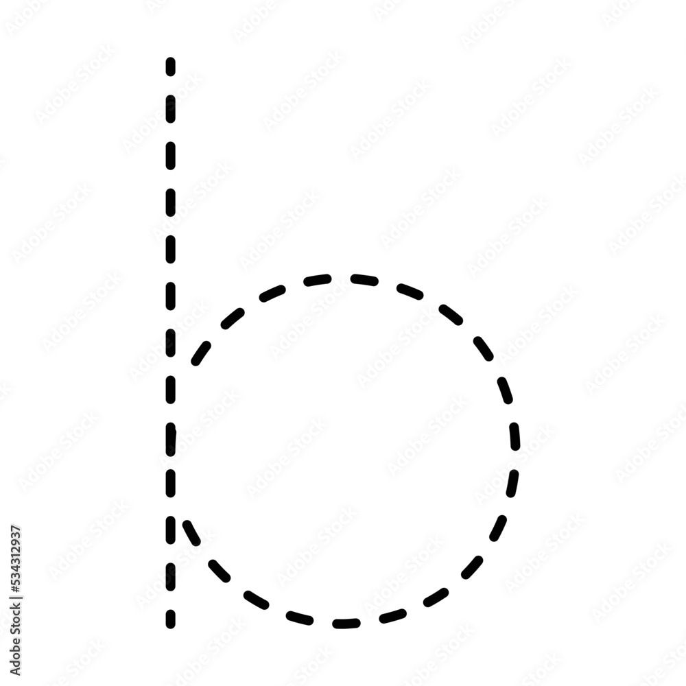 Tracing Alphabet lowercase small letter b prewriting dotted line ...