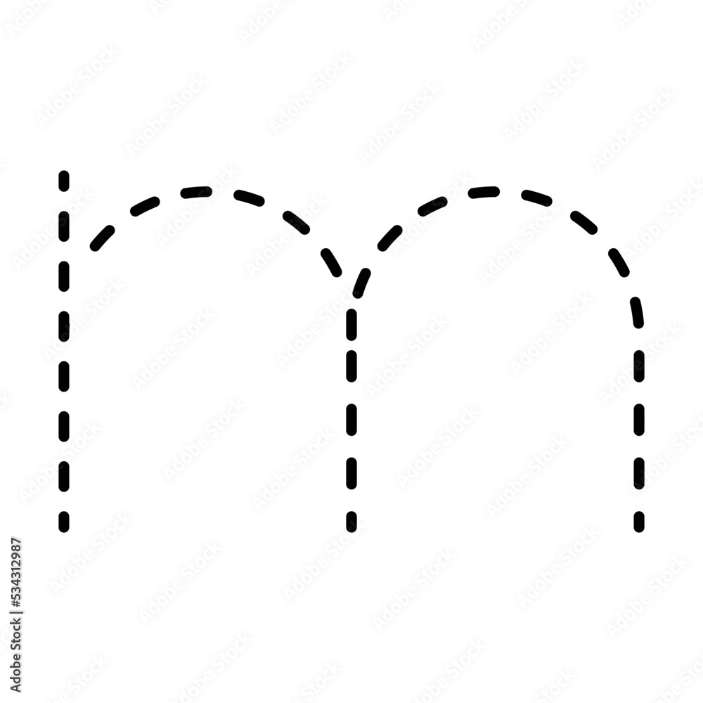 Tracing Alphabet lowercase small letter m prewriting dotted line ...
