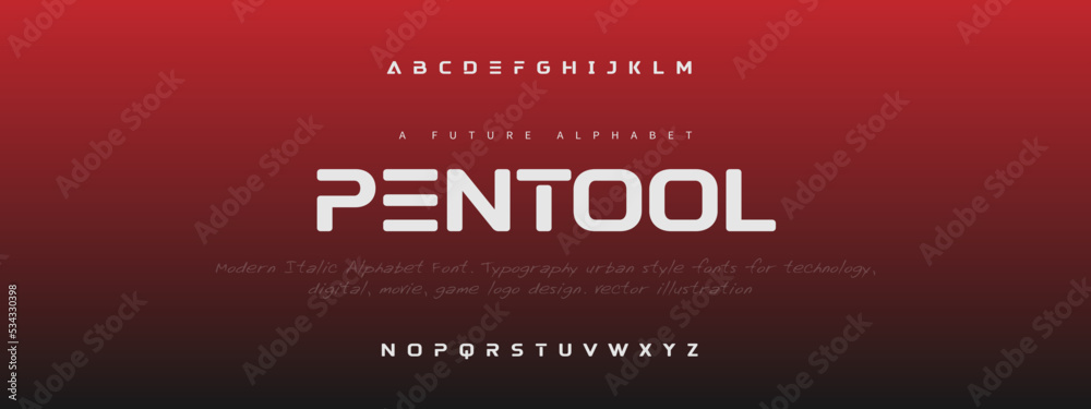 Stock-Vektorgrafik „PENTOOL Luxury Minimal Modern Tech Alphabet Letter Fonts. Typography minimal ...