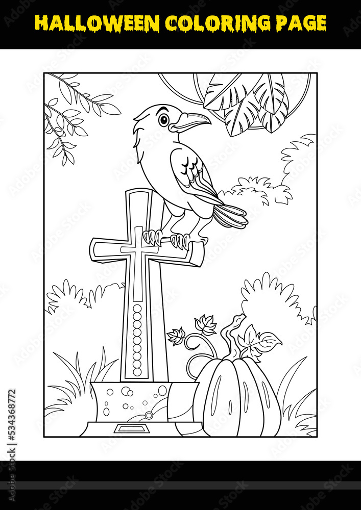 Halloween coloring page for kids. Line art coloring page design for ...