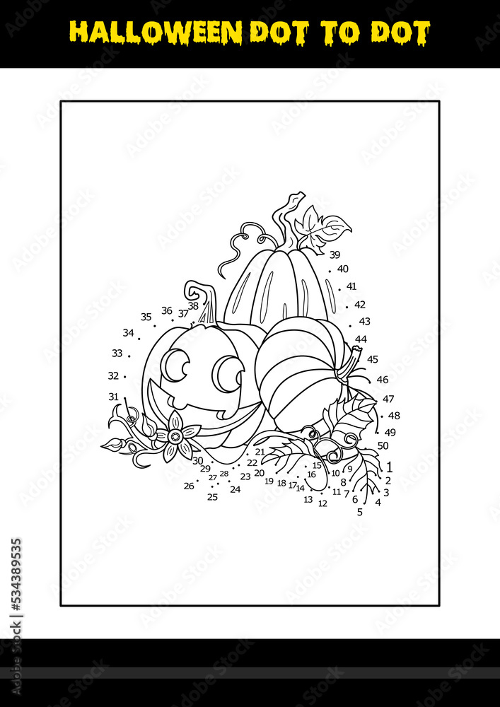 Halloween dot to dot coloring page for kids. Line art coloring page ...