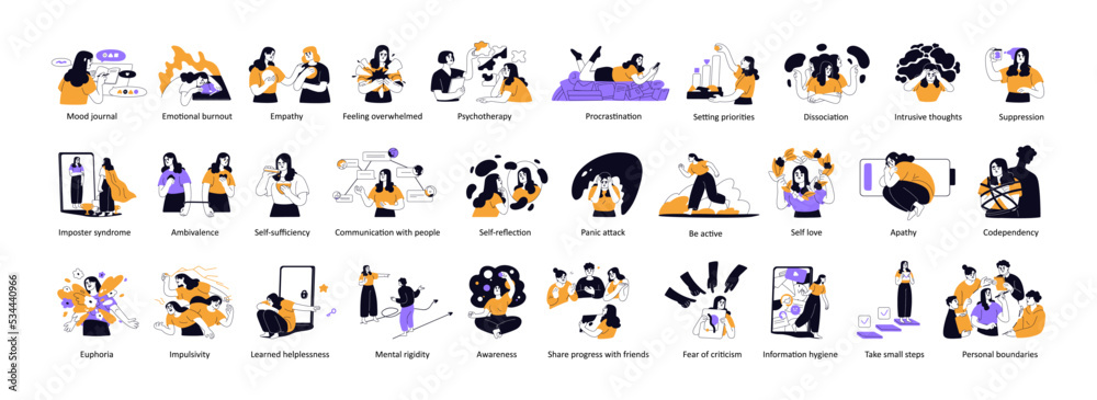 Mental problems, states of personality, self. Psychology concept ...