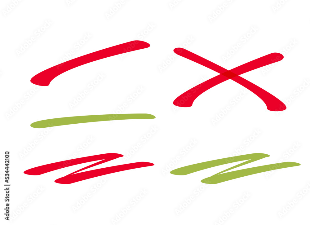 Strikethrough strike marker line set vector or underlined emphasized ...