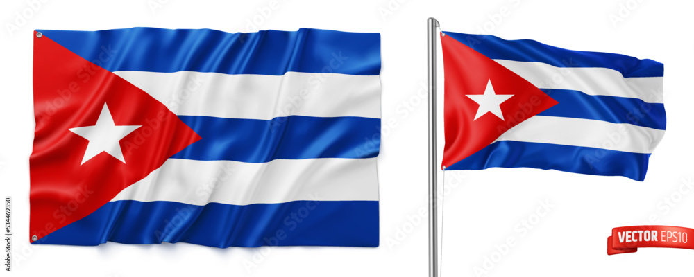 Vector realistic illustration of Cuban flags on a white background ...
