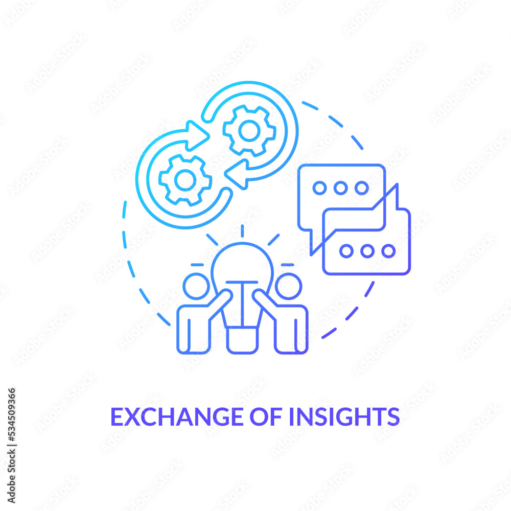 Exchange of insights blue gradient concept icon. Mutual sharing useful ...