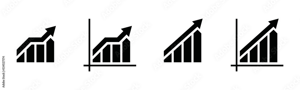 Growing bar graph icon vector set. Business chart collection. Growths ...