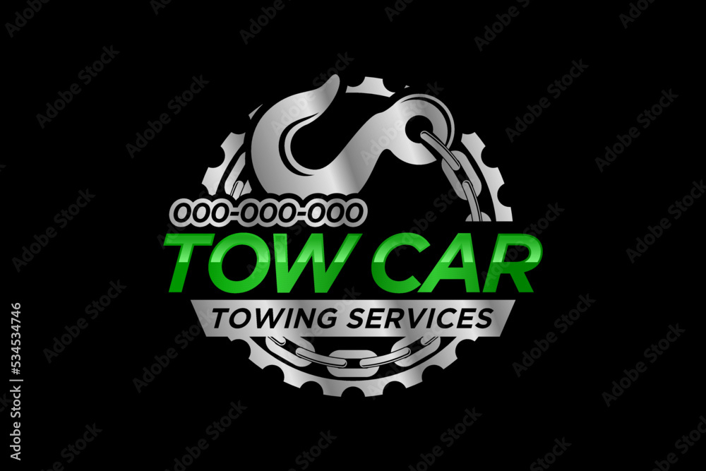 Towing car evacuation logo hook chain design winch truck rescue ...