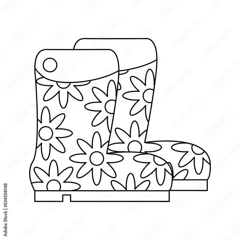Boots. Boots, felt boots with a pattern of flowers. Cartoon vector ...