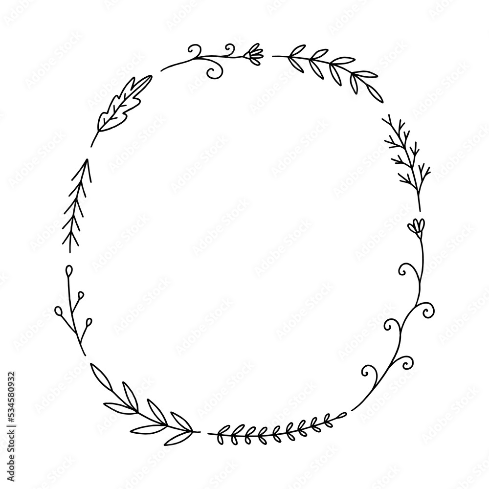 Floral frame or wreath, goblincore, witchcore, fairycore style ...