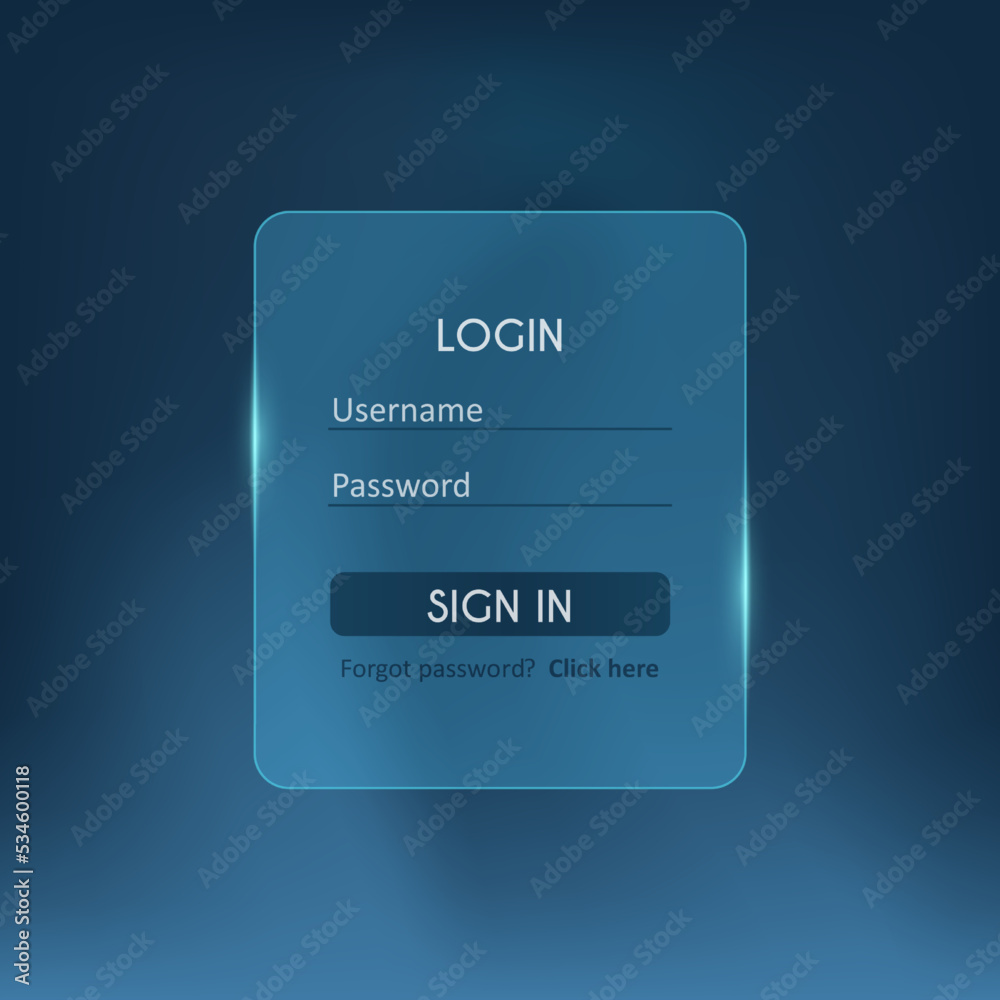 Glassmorphism vector concept. Glass effect login page. Mobile app login ...