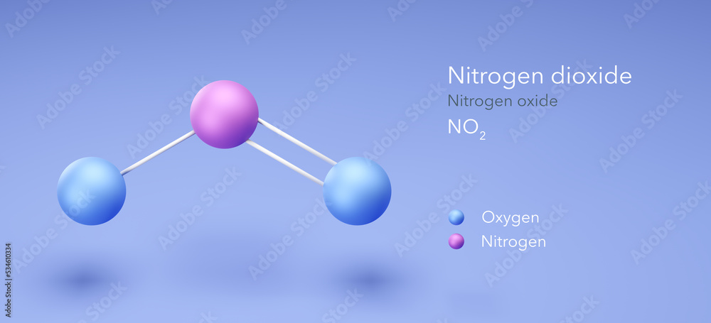 nitrogen dioxide, molecular structures, Nitrogen oxide, 3d model ...
