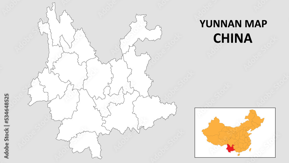 Ilustración de Stock Yunnan Map of China. Outline the state map of ...