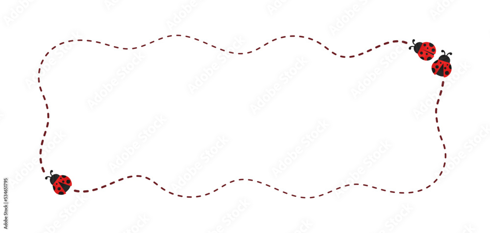 Long wavy ladybug trail frame clipart vector illustration Stock Vector ...