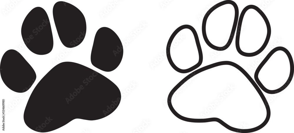 Black paw prints, vector illustration Stock Vector | Adobe Stock