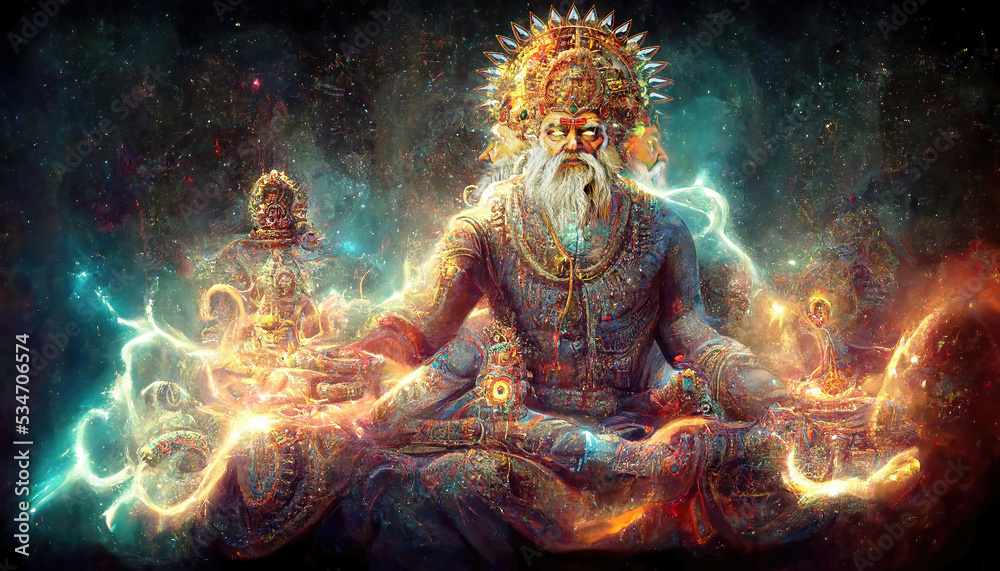 Ilustración de Stock AI generated image of Hindu God Brahma, the ...