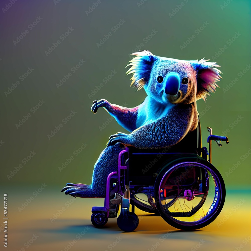 Koala bear in wheelchair, banner for Disability Pride Month, created ...