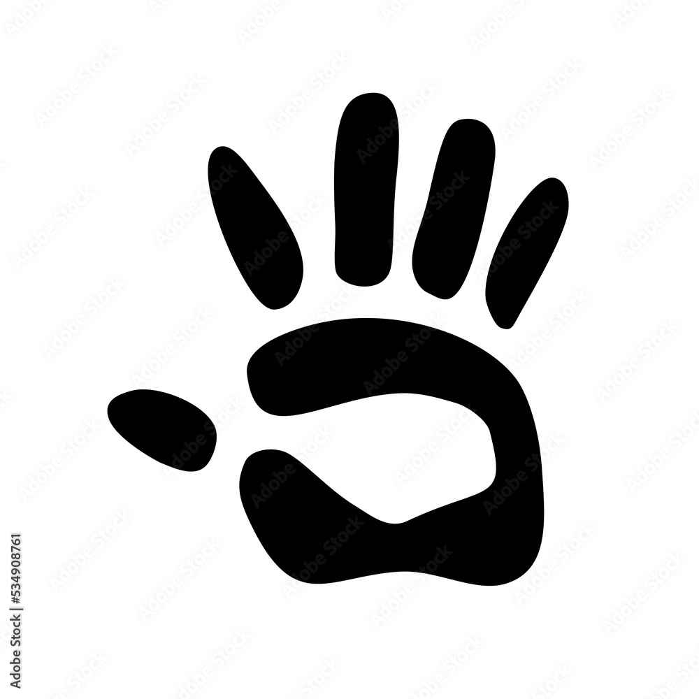 Human hand print, palm silhouette isolated on white background. Flat ...