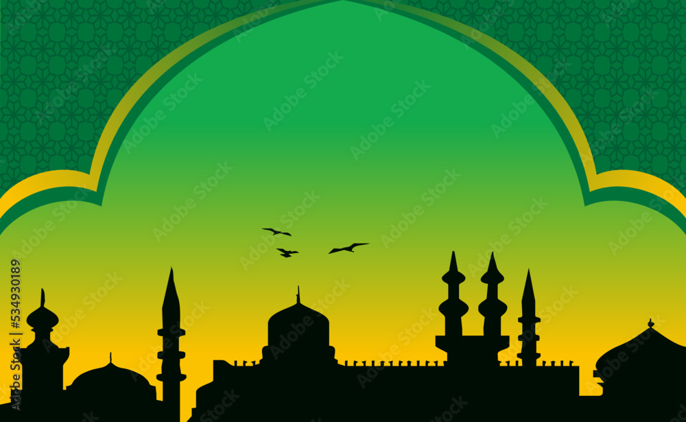 wallpaper background Islamic with green color, mosque wallpaper ...