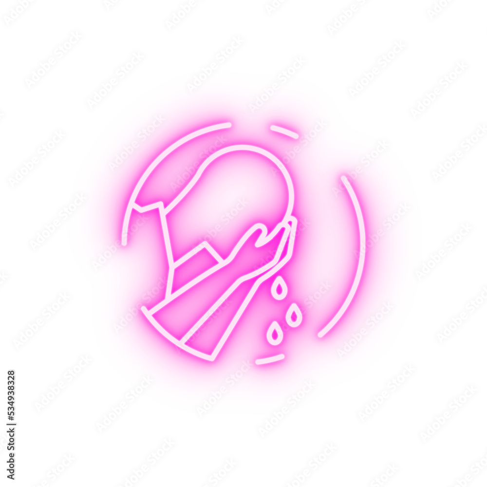 Muslim man prayer salah neon icon Stock Illustration | Adobe Stock