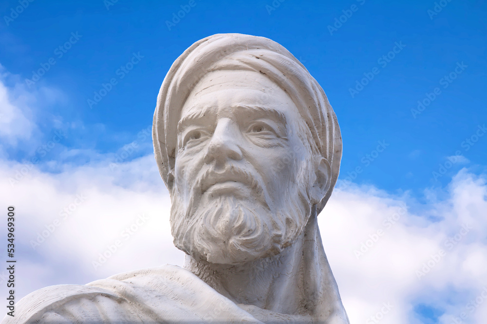 Avicenna ibni sina (980-1037) portrait, the statue is in Ankara Turkish ...