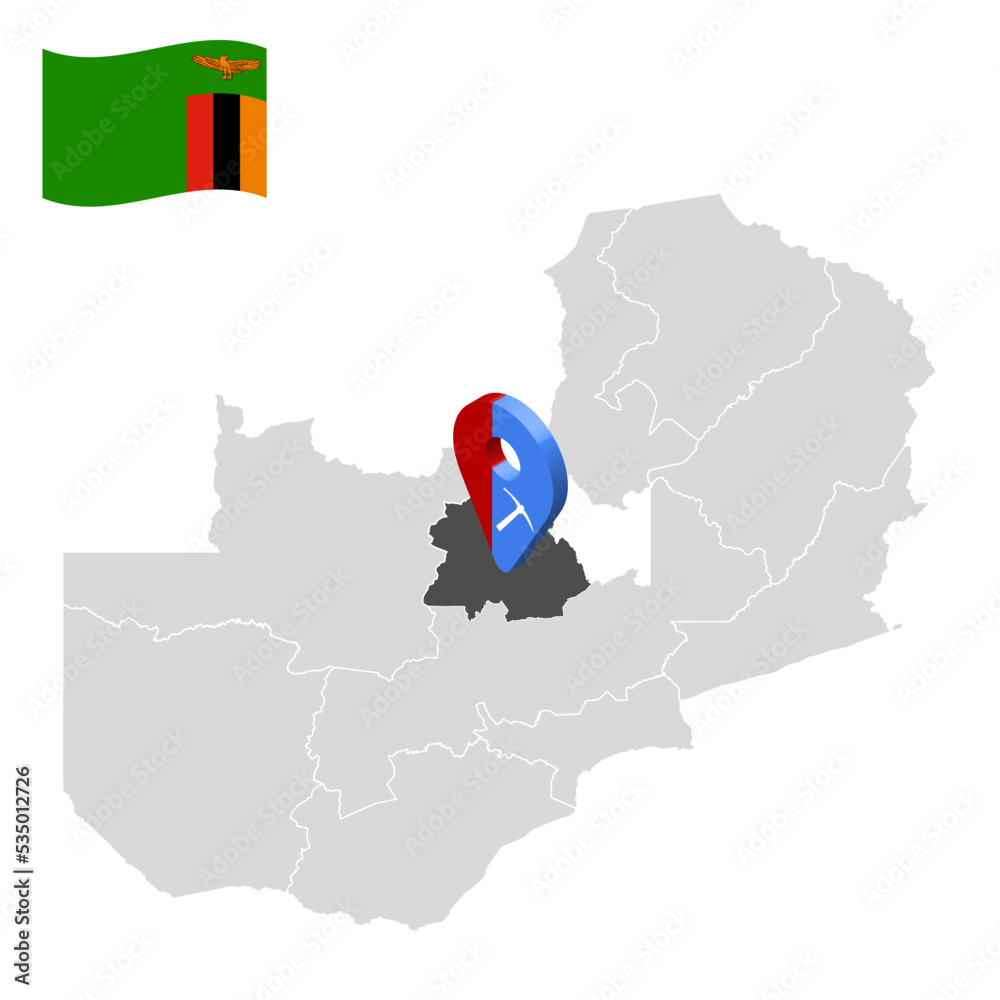 Location Copperbelt Province on map Zambia. 3d location sign similar to ...