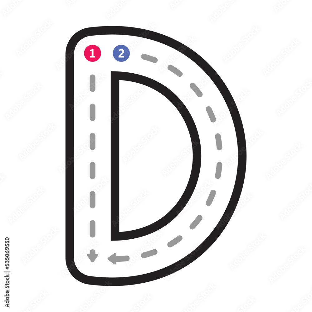 Tracing Alphabet uppercase capital letter D prewriting dotted line ...