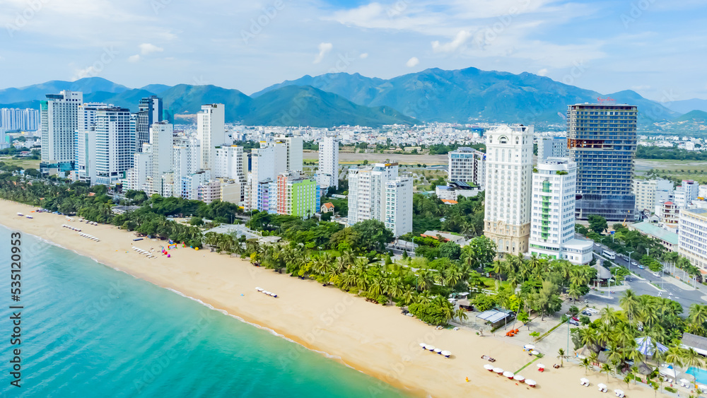 Nha Trang from a drone. Photo from a drone of one of the largest ...