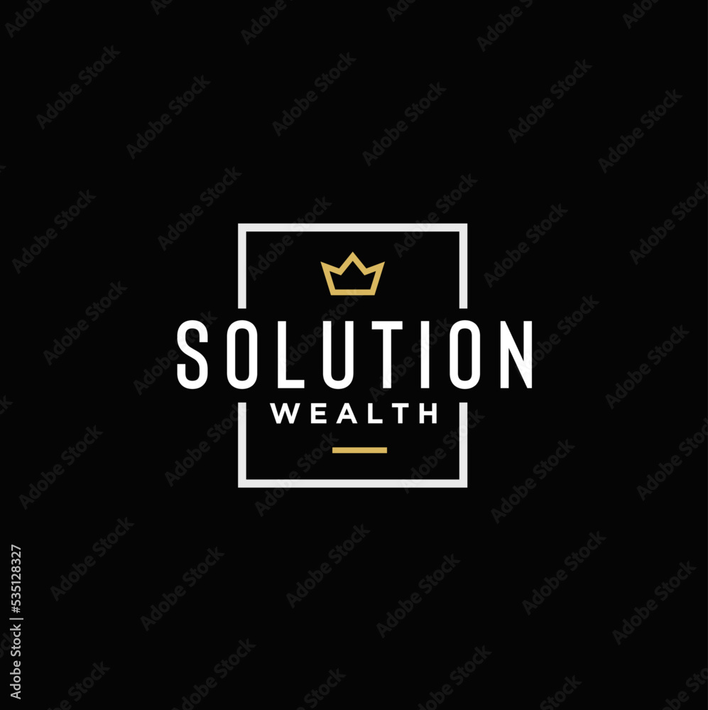 Simple King Queen Crown with Square Rectangle Frame Border for Modern ...