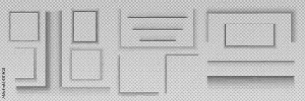 Shadow frames for web banner, bar, label, paper sheet, poster or ...