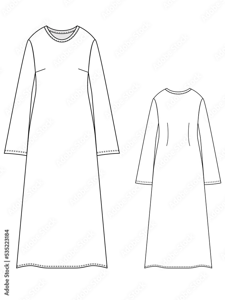 Vector de Stock Maxi dress vector illustration isolated, front and back ...
