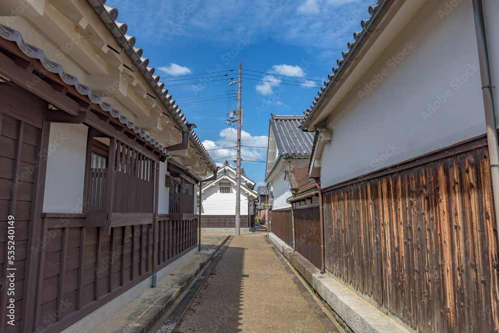 Street view of the Imai-cho, Kashihara City, temple community town ...