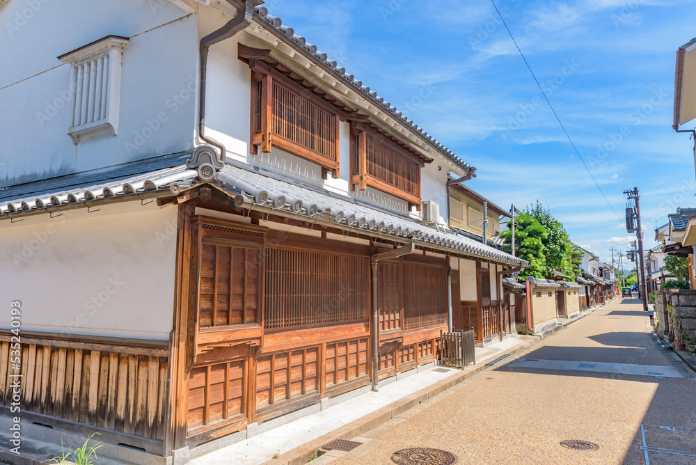 Street view of the Imai-cho, Kashihara City, temple community town ...