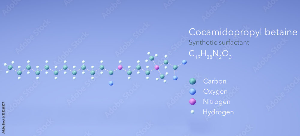 cocamidopropyl betaine, molecular structures, Synthetic surfactant, 3d ...