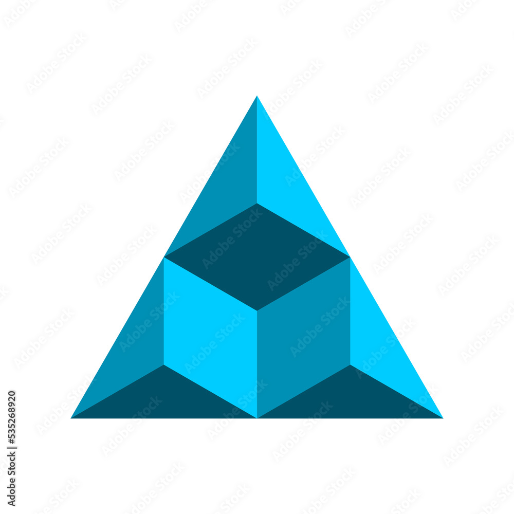 Stock-Vektorgrafik „Blue impossible triangle with a cube inside ...
