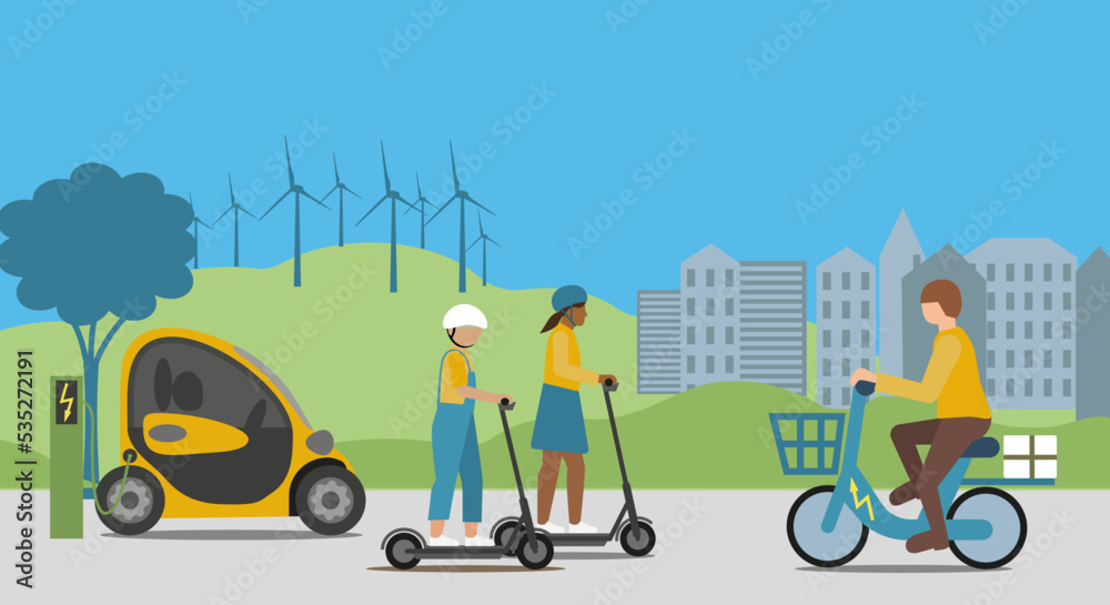 Urban sustainable environment with humans using electrified transport ...