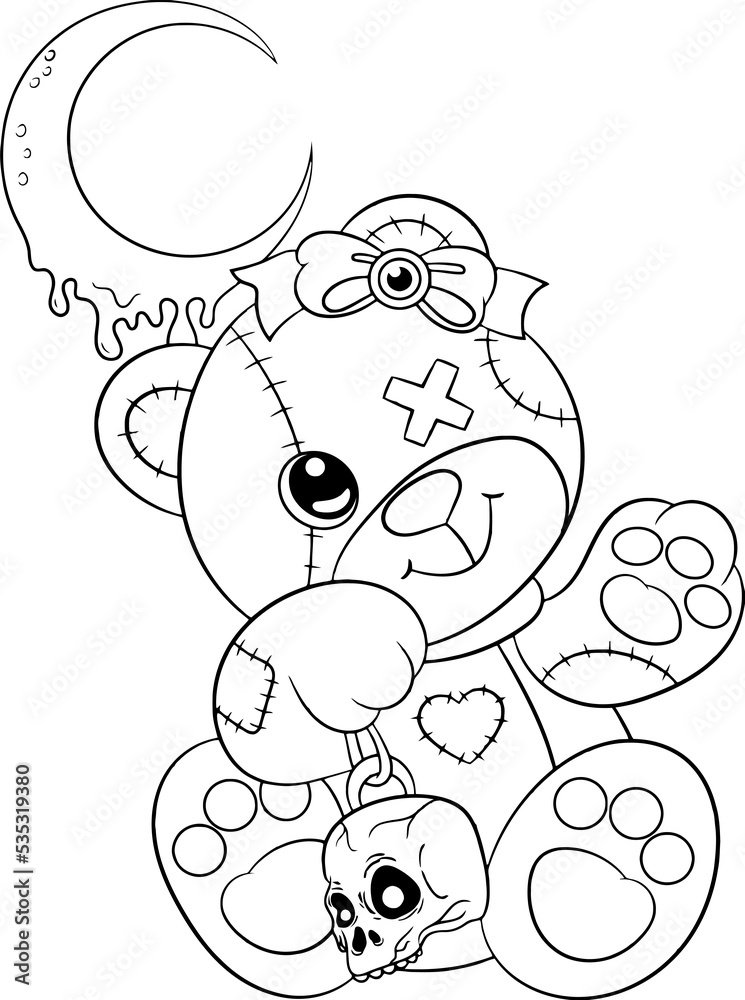 Pastel goth coloring page for kids Stock Illustration | Adobe Stock