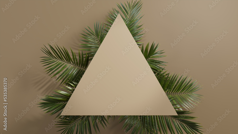 Triangle Botanical Frame with Palm Plant Border. Beige, Natural Design ...