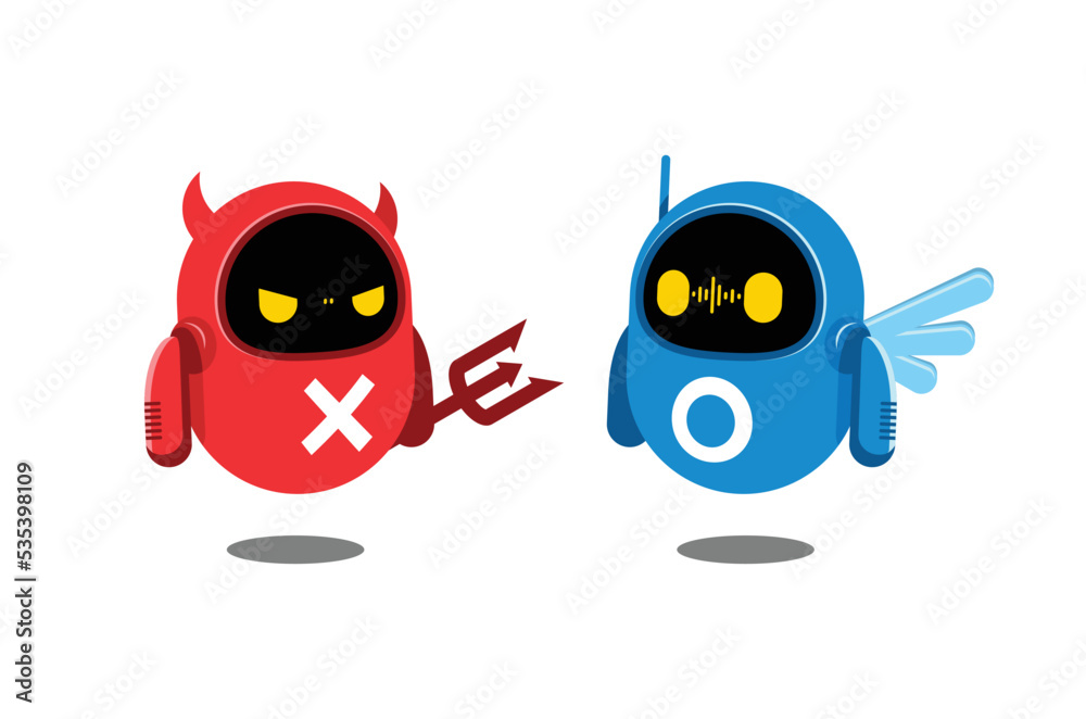 Good Robot and Bad Robot Illustration Stock Vector | Adobe Stock