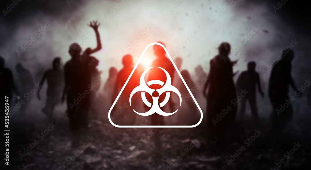 Crowd of zombies and biohazard sign. Stock Photo | Adobe Stock