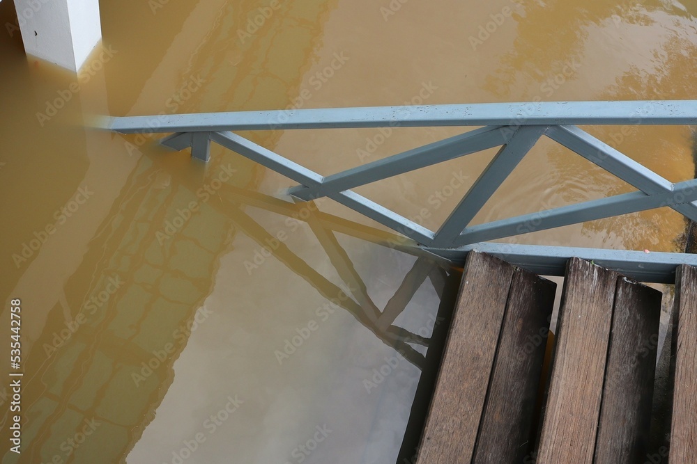 top view flooded house stairs high danger Stock Photo | Adobe Stock