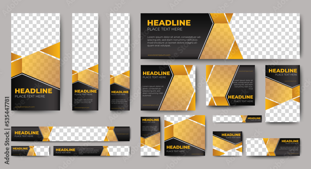Business Headline web banners of standard size with a place for photos ...