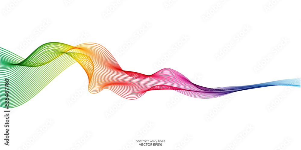 Vector wave lines smooth flowing dynamic colorful spectrum gradient ...
