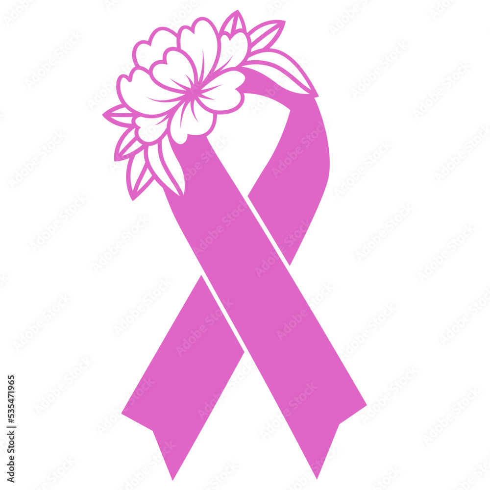 Breast cancer svg, Floral pink ribbon svg, Cancer awareness svg Stock ...
