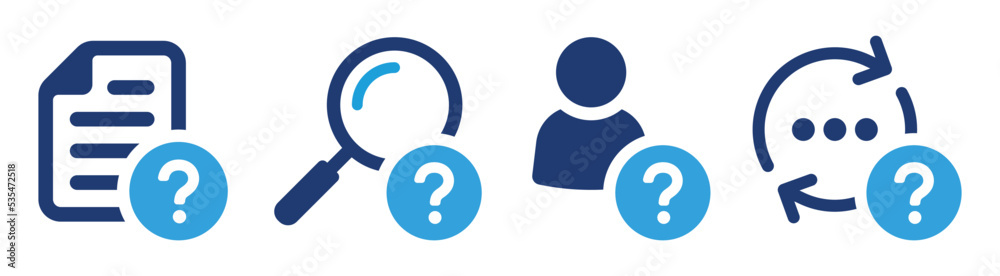 Unknown or unknow icon set. Containing document, magnifying glass ...